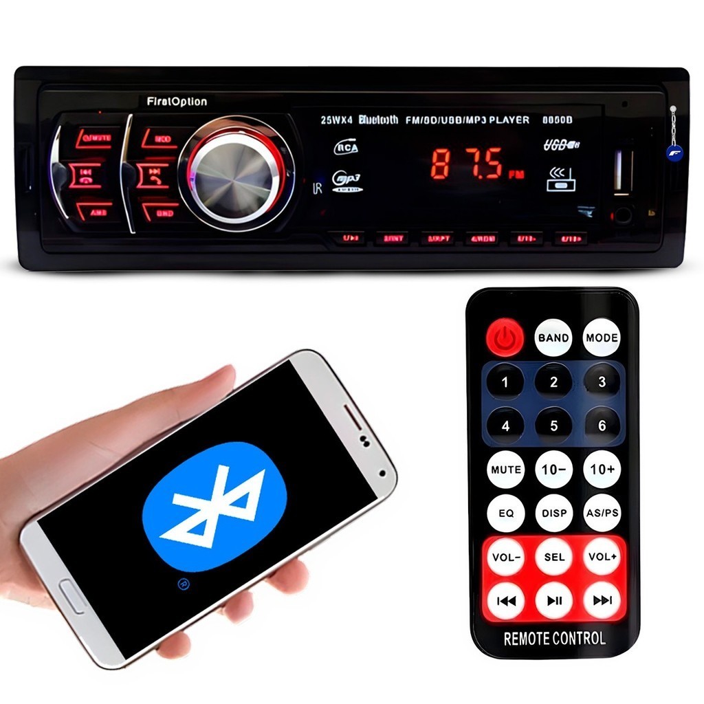 Aparelho De Som Carro Radio Automotivo Bluetooth Pendrive Sd Rádio Controle Remoto | Shopee Brasil