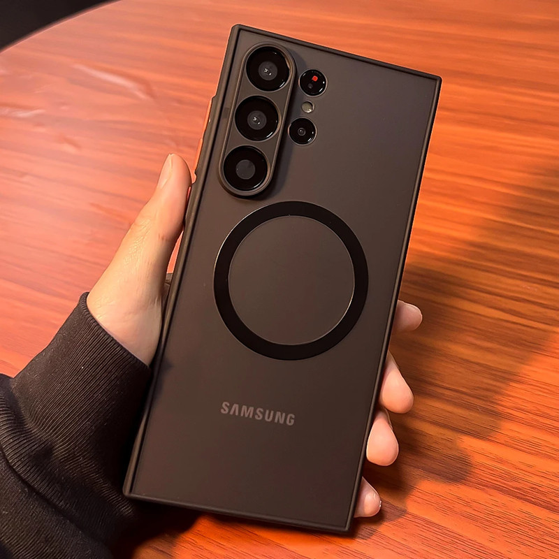 Luxo Magsafe Fosco Silicone Caso Para Samsung Galaxy S24 S23 S22 S21 S20 Ultra Plus FE Magnético ...