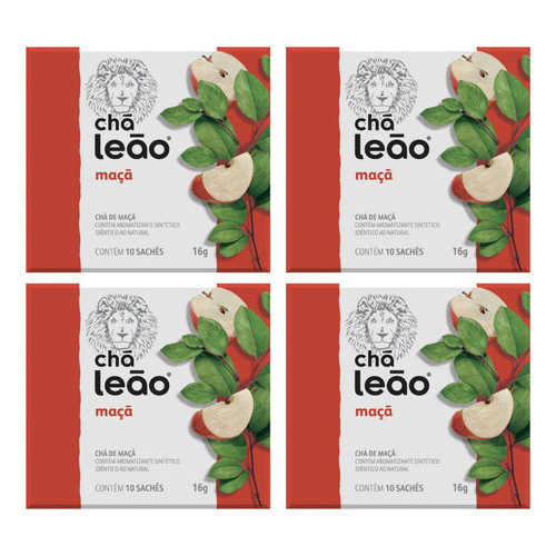 Chá Leão Maçã Em Sachê 16 G - Combo Com 40 Unidades | Shopee Brasil