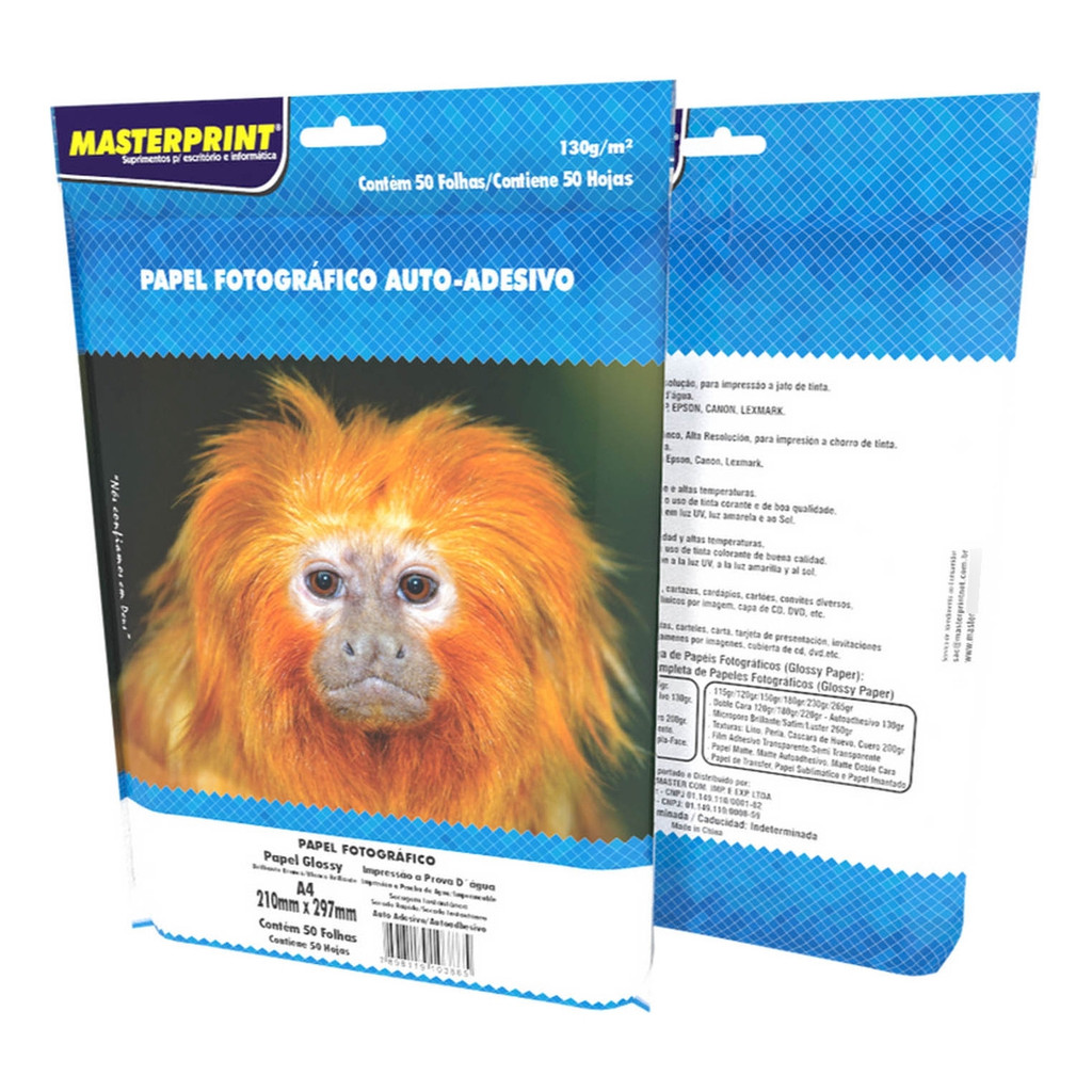 Papel Fotográfico Adesivo A4 Glossy 130g 50 Fls Masterprint | Shopee Brasil