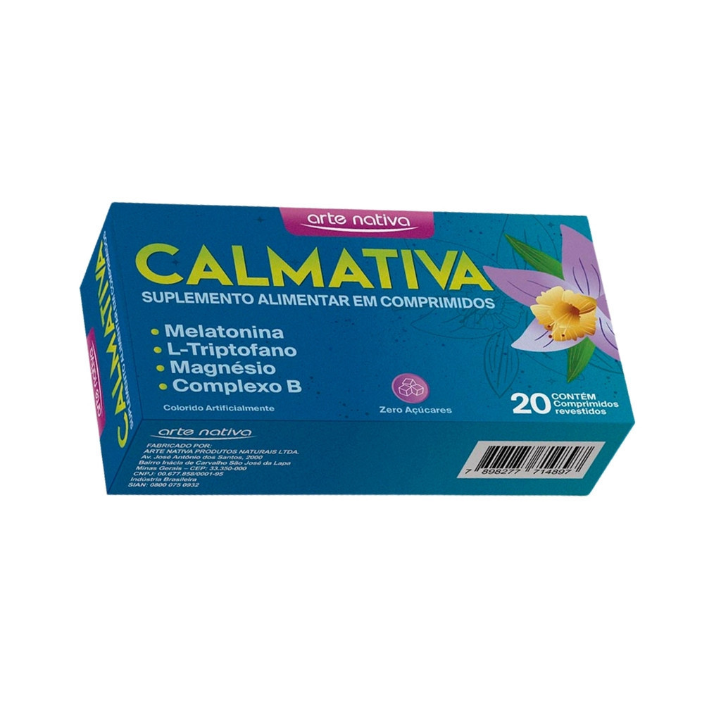 Suplemento Alimentar Calmativa 20 Comprimidos Relaxamento e Bem-Estar ...