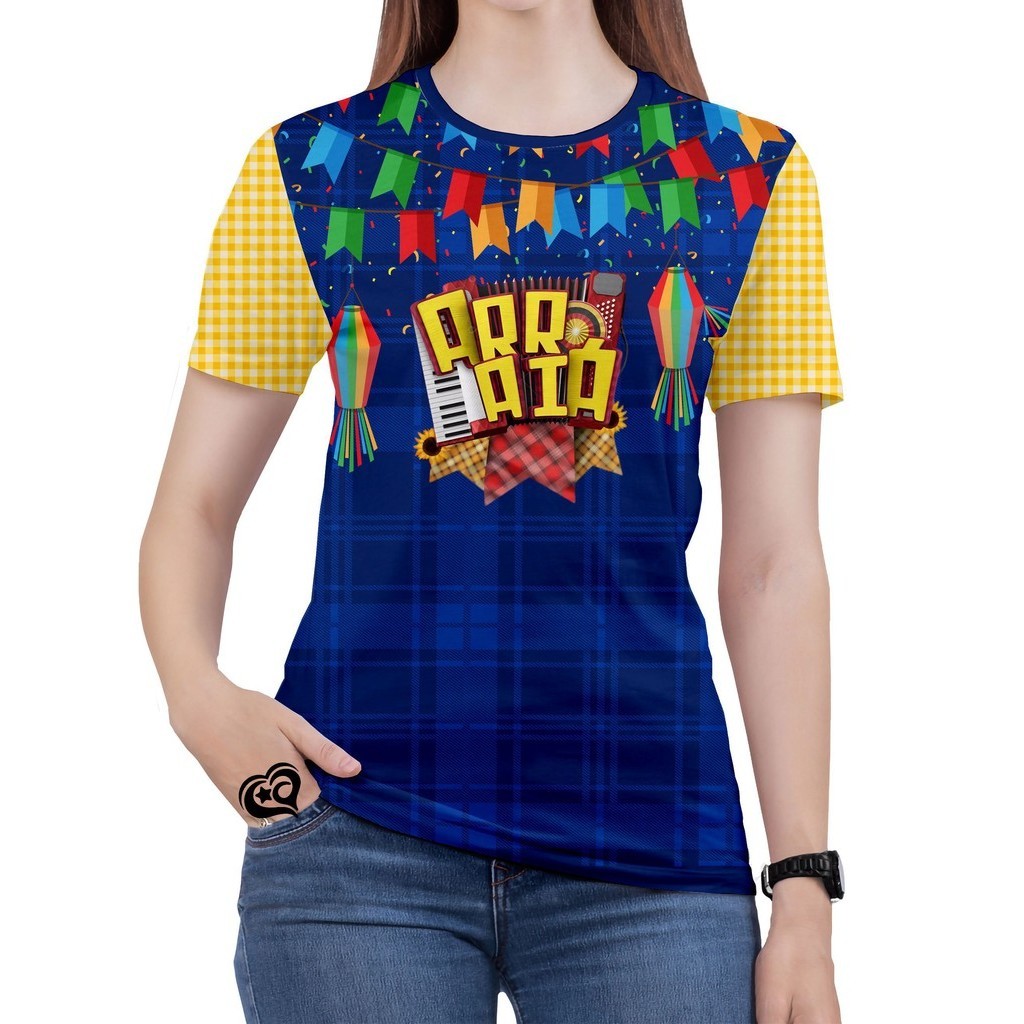 Camiseta Festa Junina PLUS SIZE Feminina Blusa Xadrez est2 | Shopee Brasil