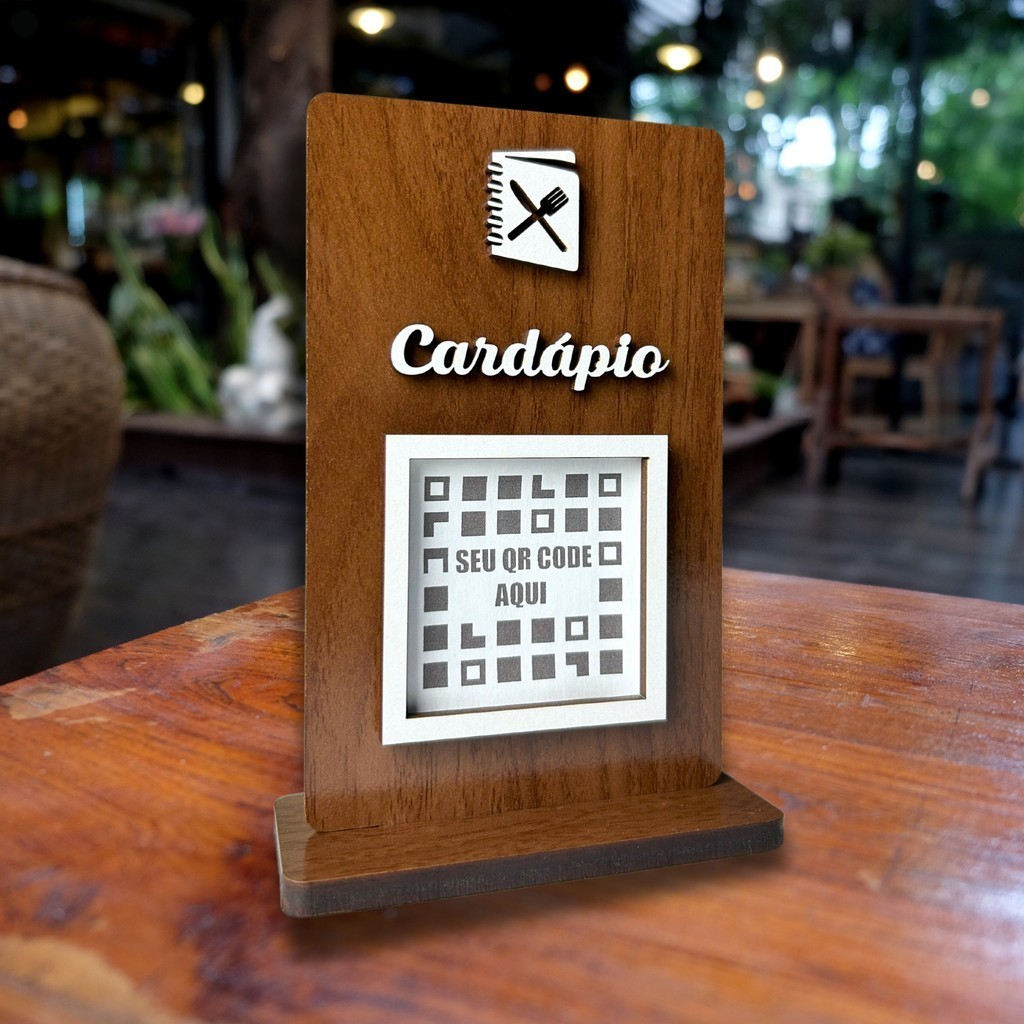 Placa QR Code Para Cardapio Madeira, Display Menu Digital | Shopee Brasil