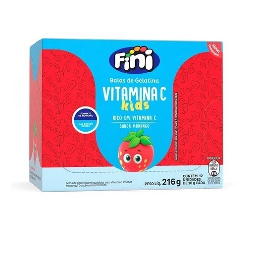 Fini Vitamina C Kids Pacote com 12 Unidades sabor Morango | Shopee Brasil