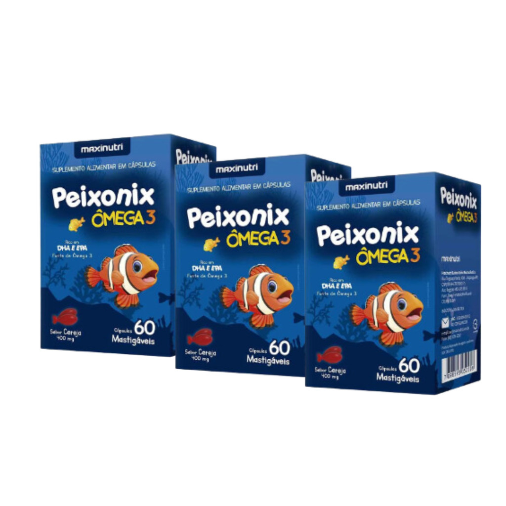 Kit C3 Ômega 3 Peixonix Suplemento Sabor Cereja - Maxinutri | Shopee Brasil