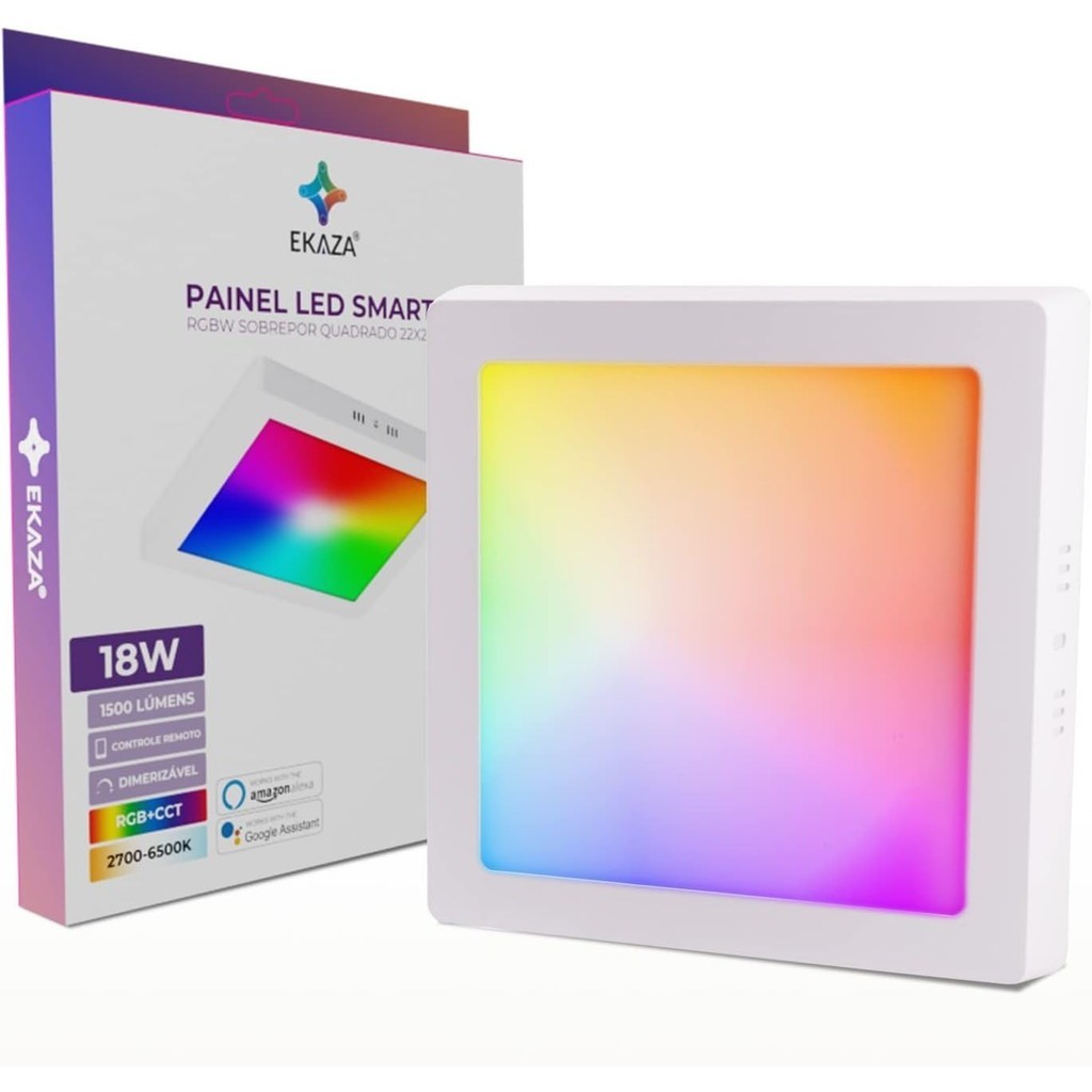Painel Plafon 18W Led Quadrado Teto Sobrepor Rgb Inteligente | Shopee ...