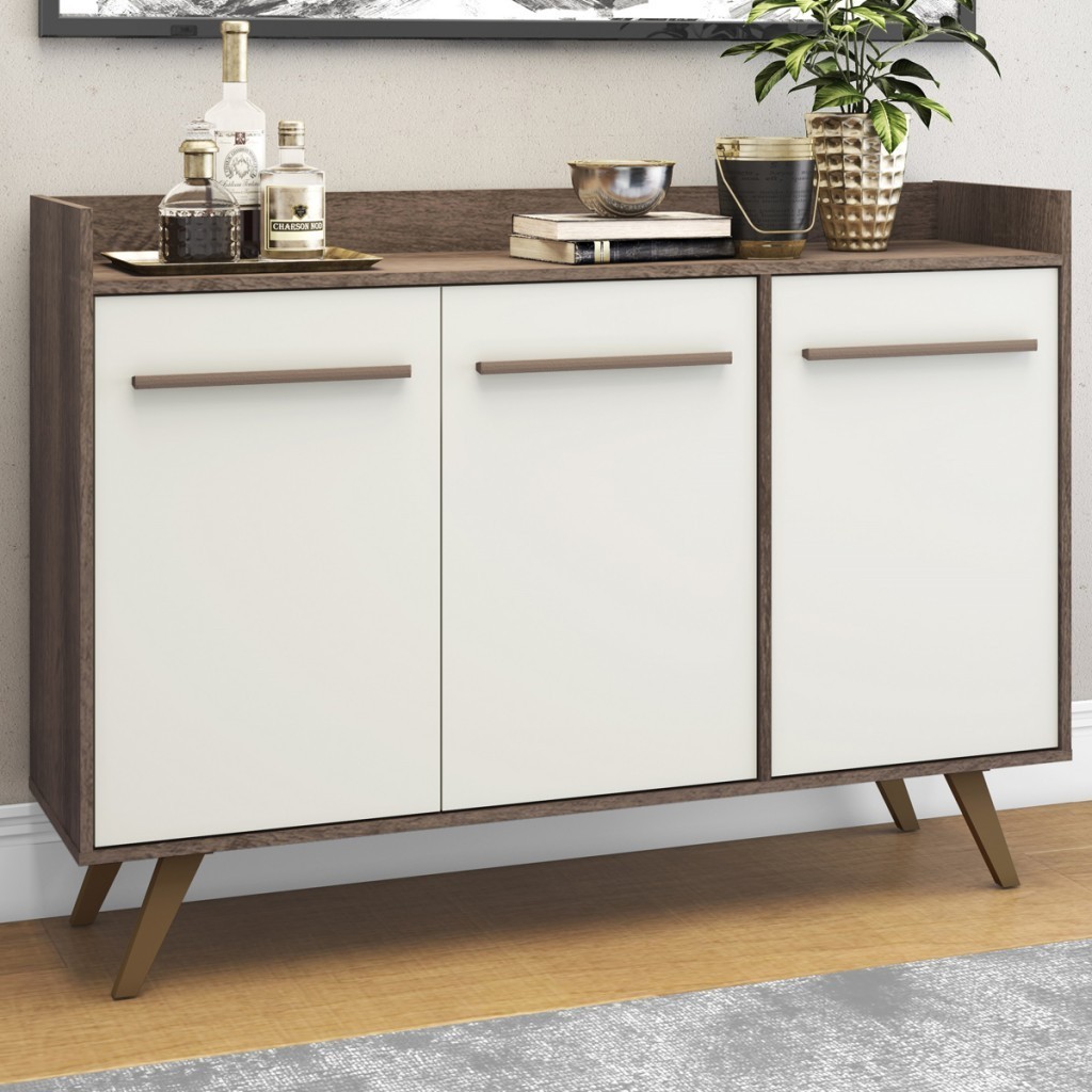 Balcão Buffet 3 Portas Rústico/Off White Rt 3134 - Móvel Bento | Shopee ...