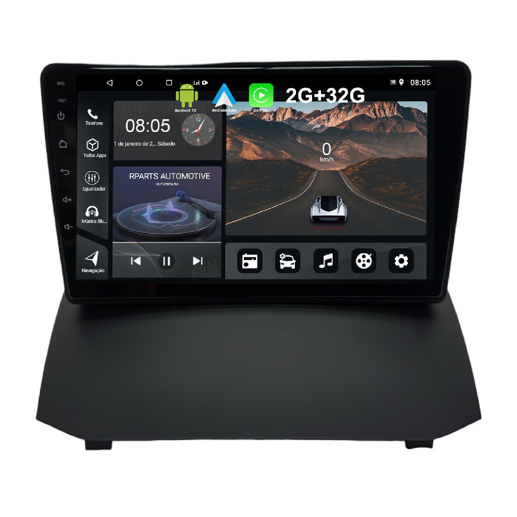 Kit Central Multimidia 9 Polegadas Android Ford New Fiesta Brasileiro 2013 a 2018 Preta | Shopee ...