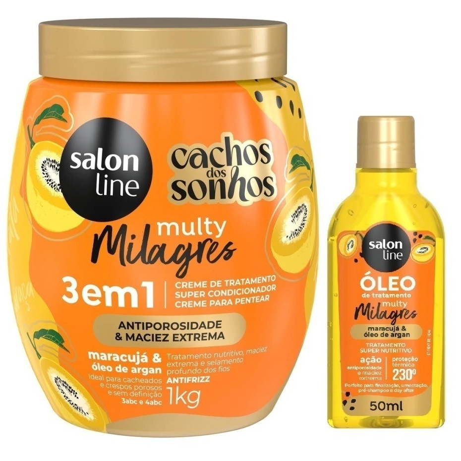 Salon Line Kit Creme 1kg + Óleo Reparador 50ml Cachos Dos Sonhos Multy ...