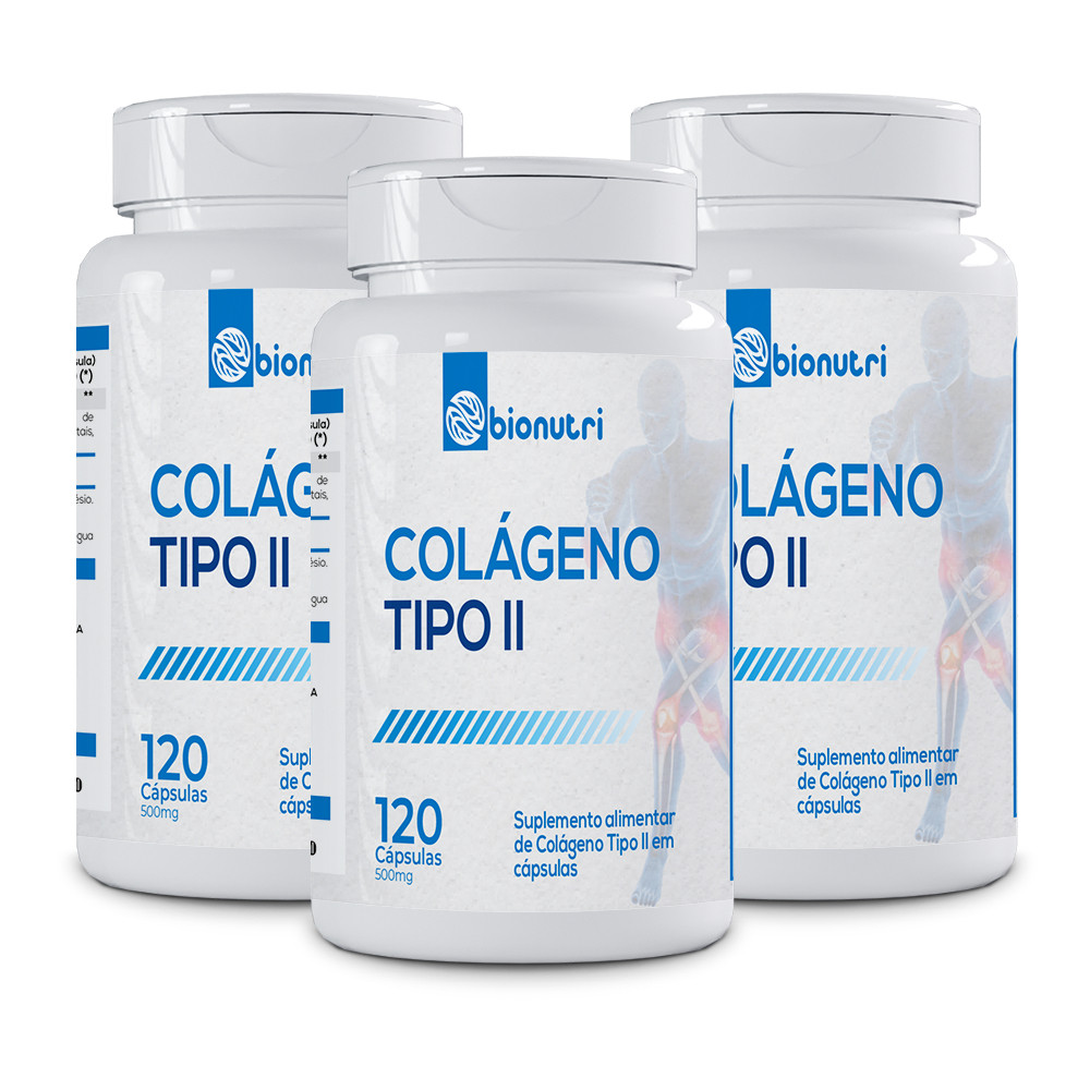Kit 3x Colágeno Tipo 2 120 Cápsulas 500 Mg Bionutri Suplemento ...