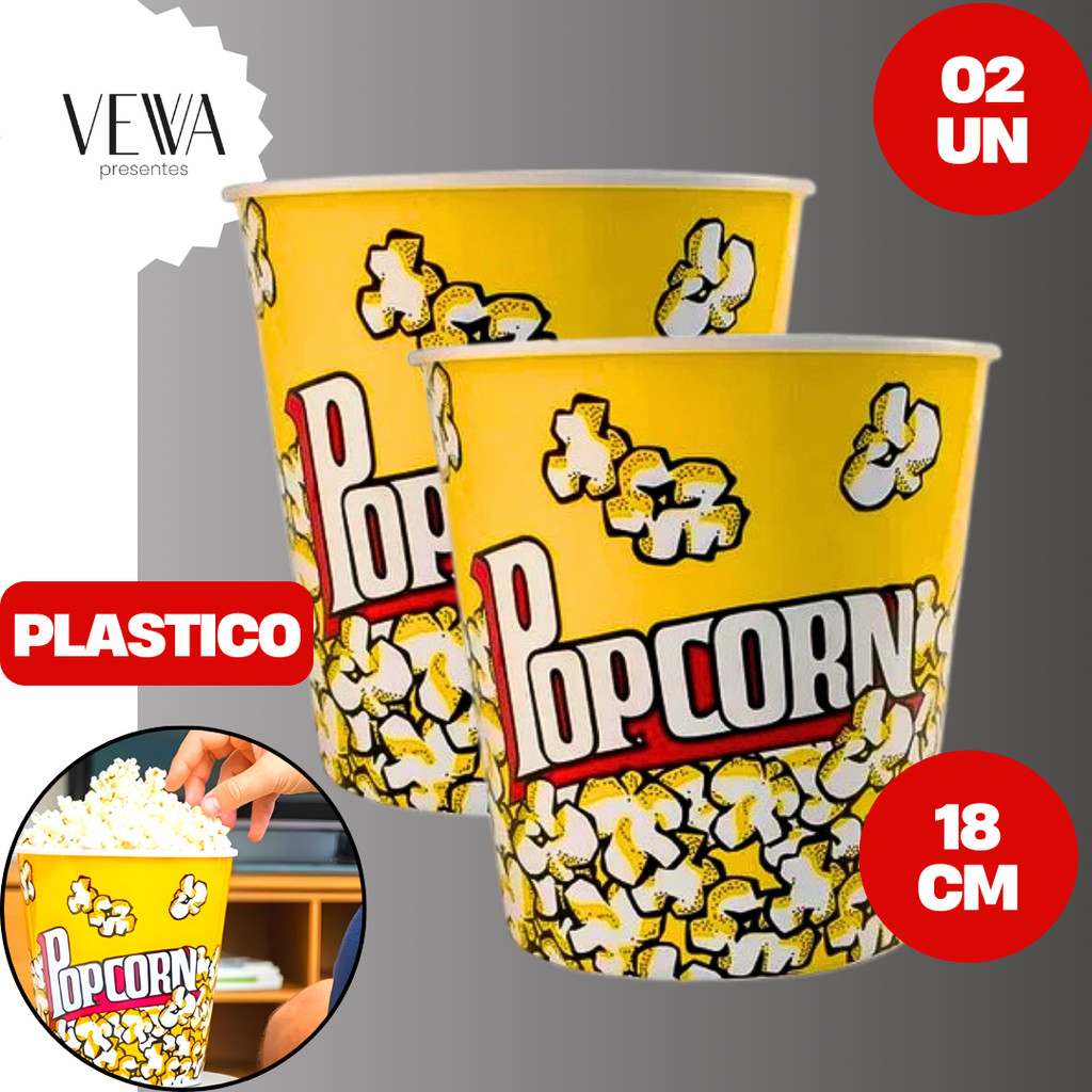 KIT 2 Balde Pipoca Pote EXTRA GRANDE Combo Resistente Cinema Casa ...