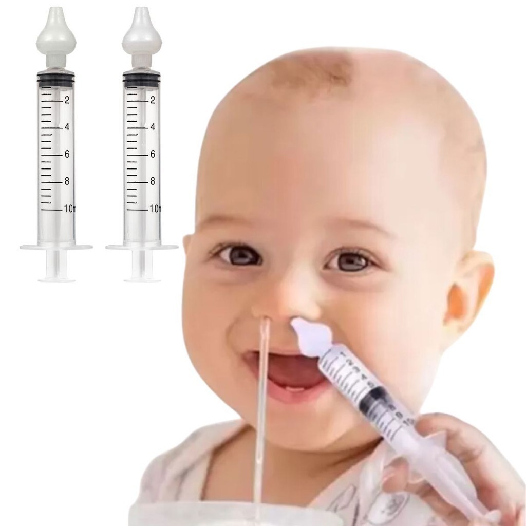 Kit Seringa Silicone Lavagem Nasal Bebê Infantil Enxoval Recem Nascido Sinusite Lavador + MIMO ...