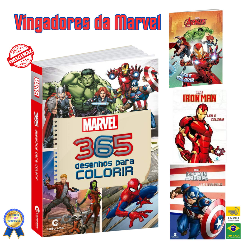 Livro Para Colorir Infantil 365 Desenhos Marvel Vingadores Homem Aranha ...