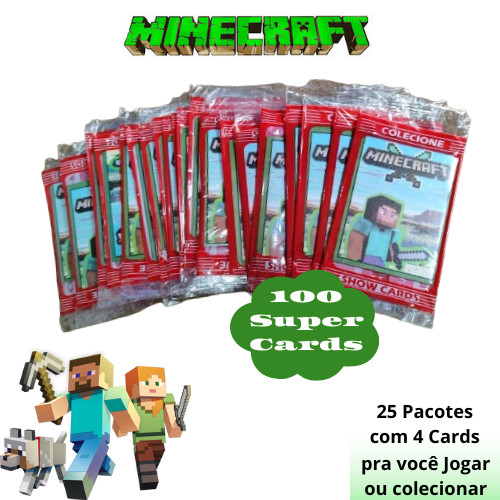 Kit 100 Cards Minecraft = 25 Envelopes Cartinhas Figurinhas Minecraft ...