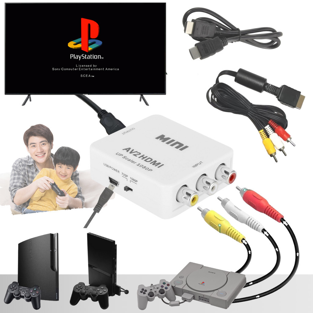 Kit Adaptador Vídeo Av Rca Para Jogar Ps1 Ps2 Ps3 Em Tv Hdmi | Shopee ...