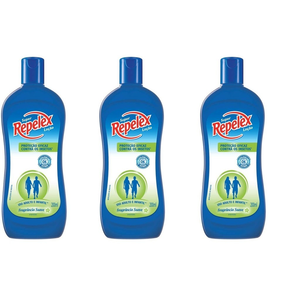 Kit 3 Repelente Inseto Hidratante Loção Super Repelex 200ml | Shopee Brasil