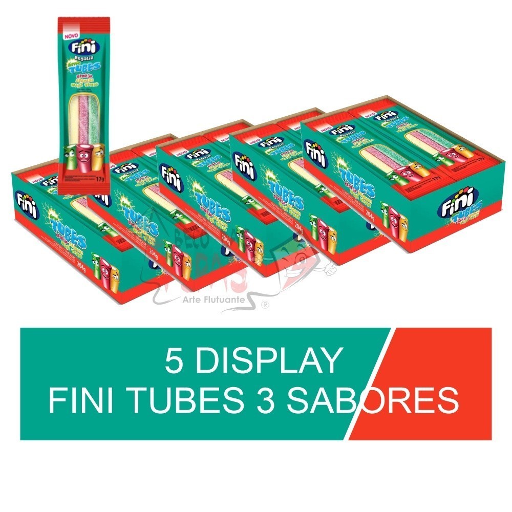 Kit 5 Display Bala FINI TUBES 3 SABORES 180G | Shopee Brasil