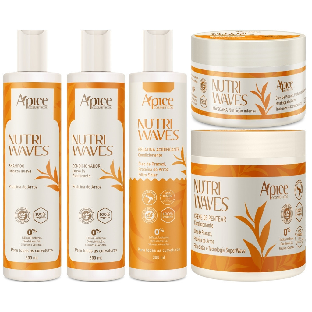Kit Apse Apice Nutri Waves Tratamento Completo 5 Produtos Acidificante ...