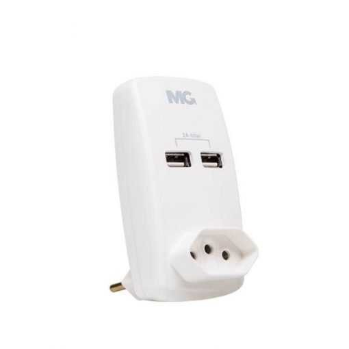 Plug 2p+t Adaptador Com 2 Tomadas Usb + 1 Tomada 2p+t 10a Mg | Shopee ...