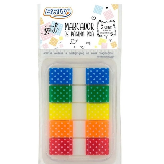 MARCADOR DE PAGINAS 12X44MM - POÁ, DISPENSER - 5 CORES | Shopee Brasil
