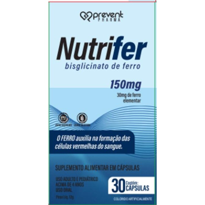 Nutrifer Bisglicinato De Ferro 150mg 30 cap - PREVENT | Shopee Brasil
