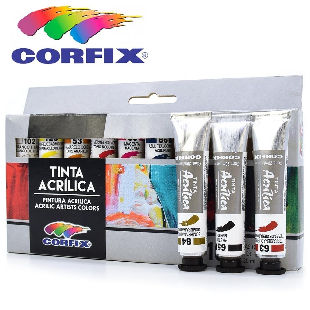 Tinta Acrílica Corfix - Estojo com 10 Bisnagas | Shopee Brasil