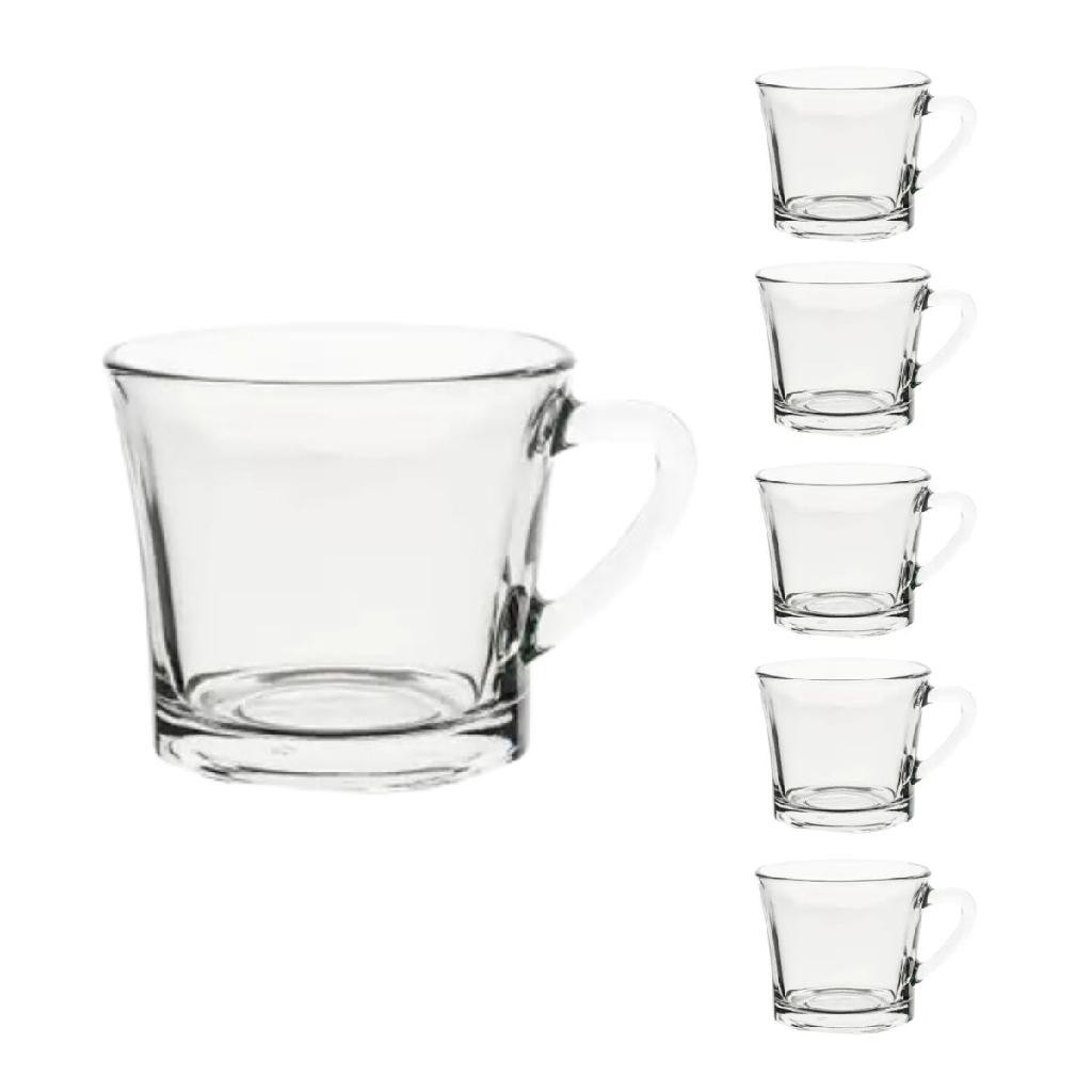 Jogo 6 Xícaras De Chá 165ml Vidro Transparente Praticasa | Shopee Brasil