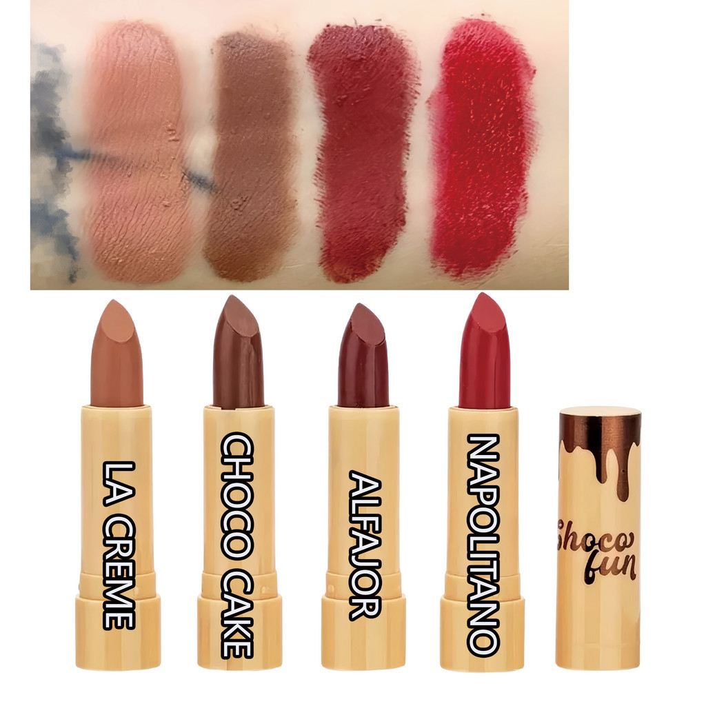 Kit C/4 Batons Soft Matte Choco Fun Fenzza Com Óleo De Rícino | Shopee ...