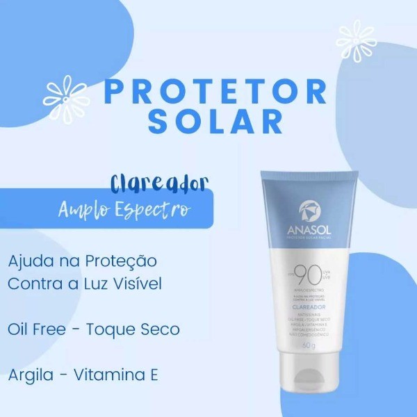 Protetor Facial Anasol FPS 90 CLAREADOR/Anti-Substan ces/Touch Seco 60g ...