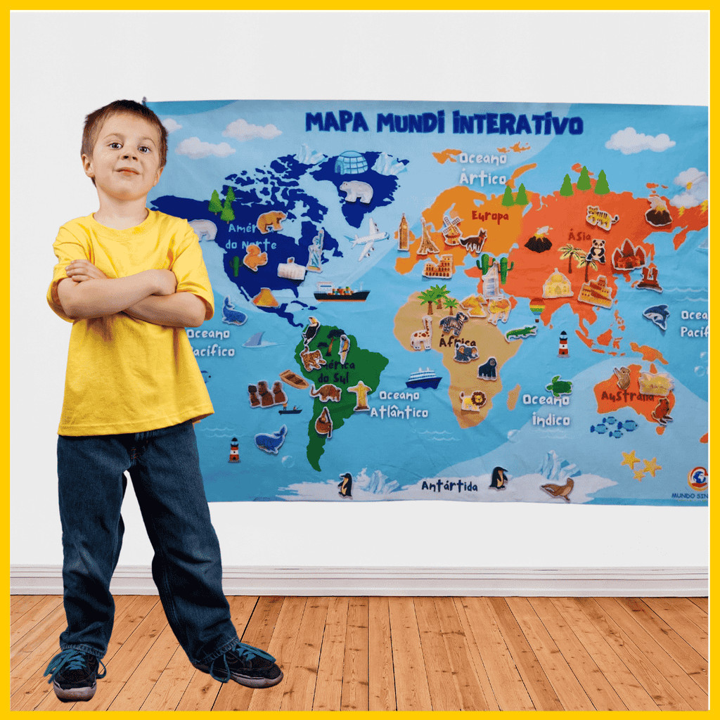 PAINEL MAPA MUNDI INTERATIVO EM FELTRO para Crianças | Shopee Brasil