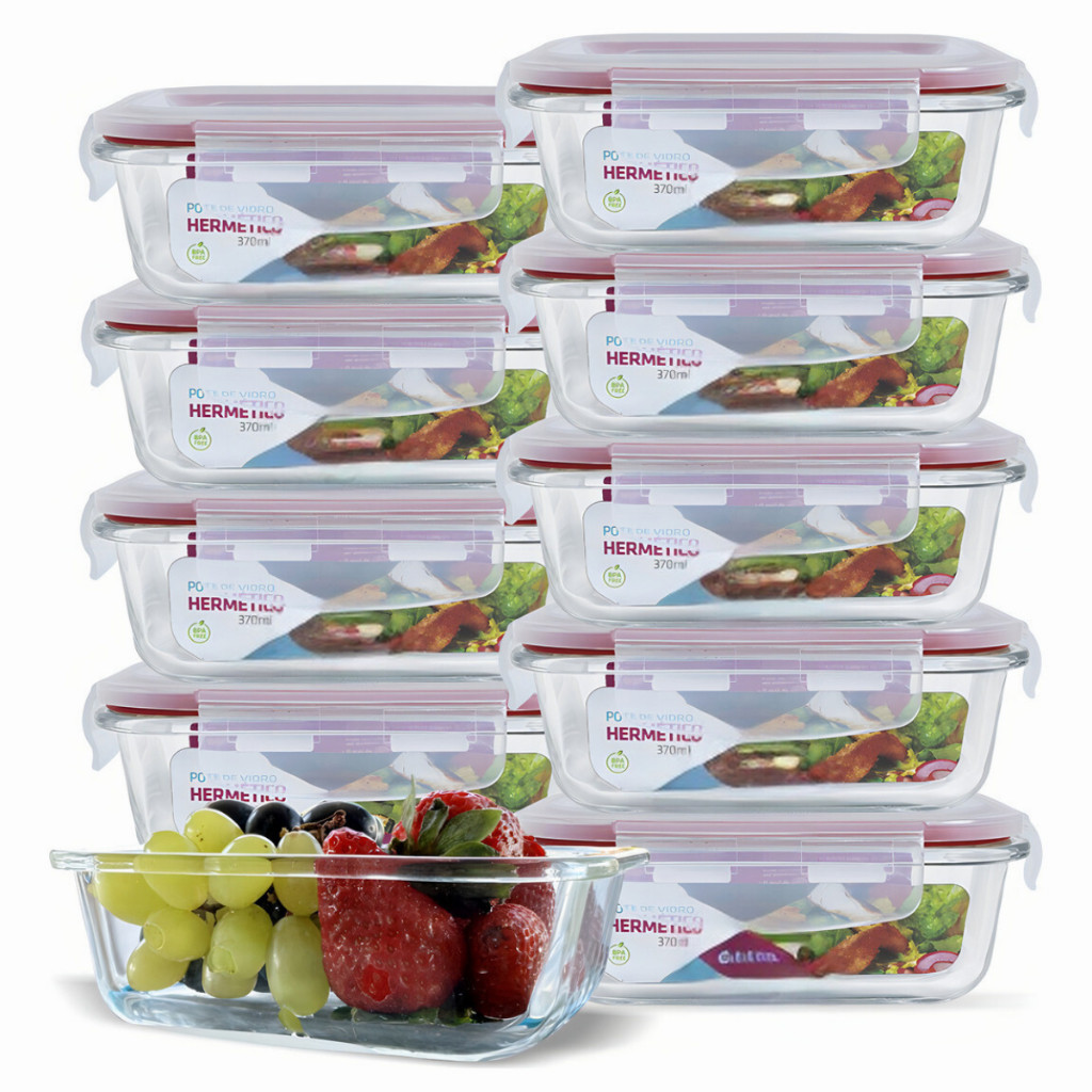 kit Pote Hermético vidro com Tampa 4 travas Marmita Mantimentos fit Alimentos 640ml | Shopee Brasil