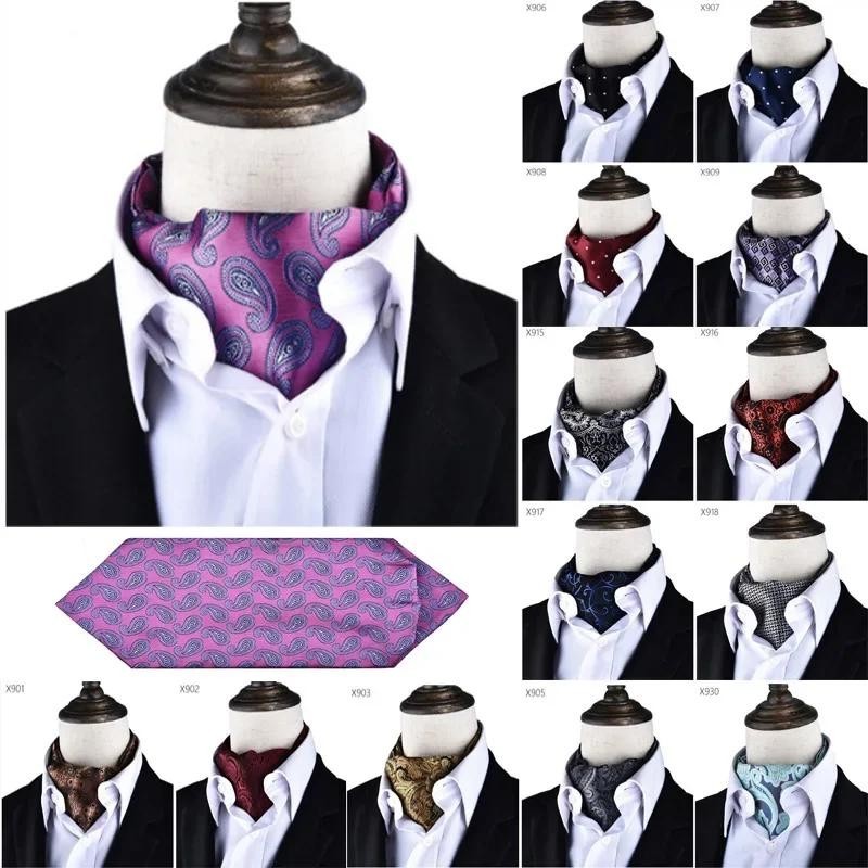 Novo Paisley Floral Azul Ascot Gravata Masculina Cravat Caju Pescoço ...
