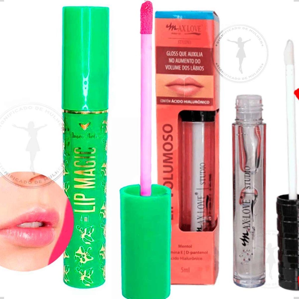 NOVO Batom Mágico LIQUIDO Verde E Fica Rosa + Lip Volumoso | Shopee Brasil