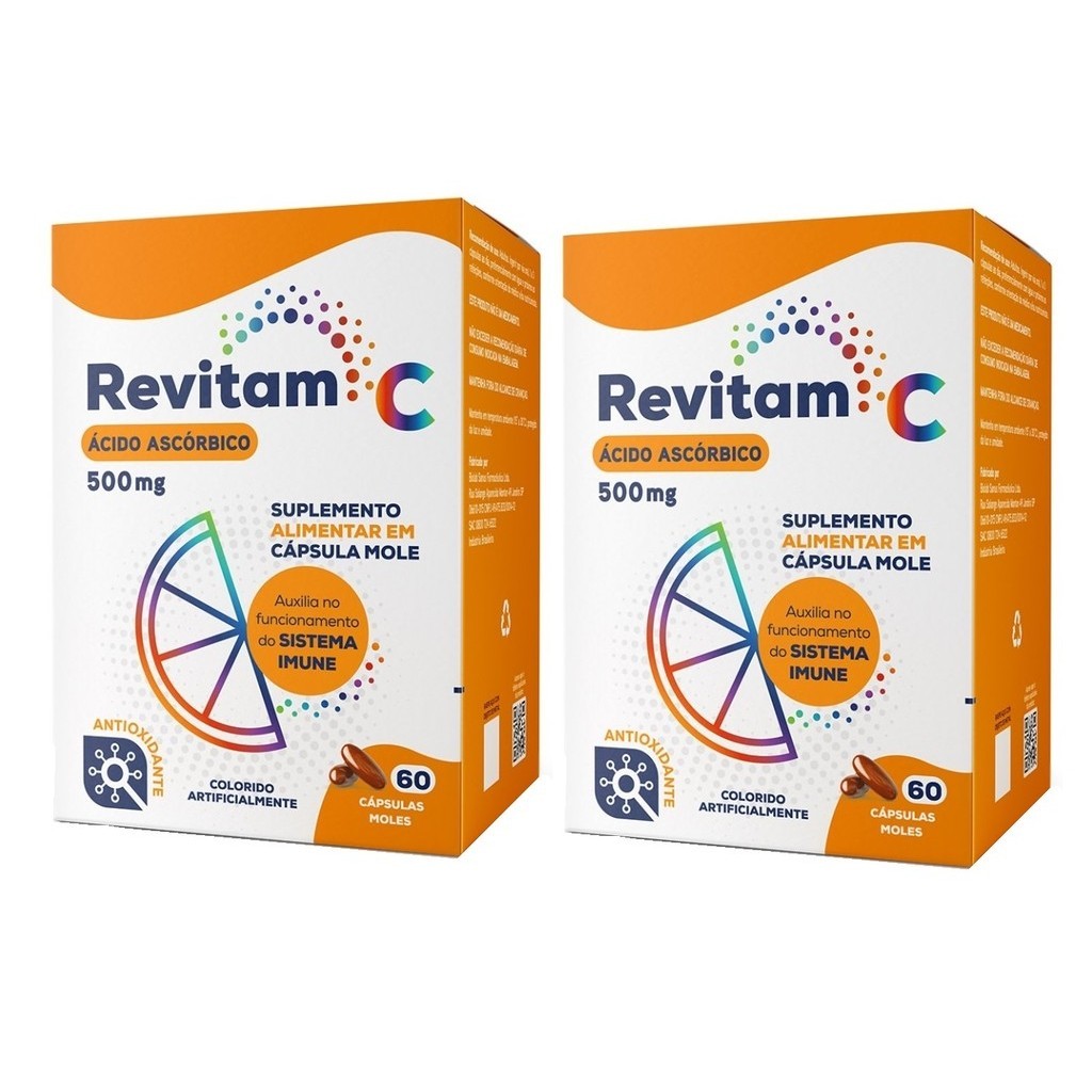 Kit 2 Revitam Vitamina C 500mg 60 Cápsulas - Biolab | Shopee Brasil