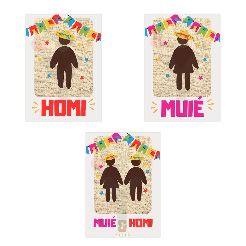Kit Plaquinhas Banheiro Festa Junina Divertida Homi Muié | Shopee Brasil
