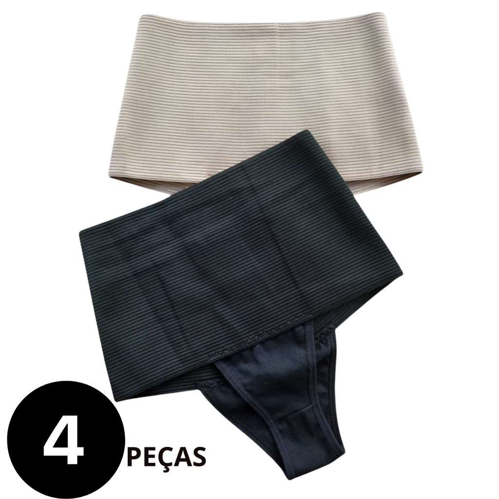 Kit 4 Calcinhas Cinta Modeladora Alta Compressão Redutora 18cm | Shopee ...