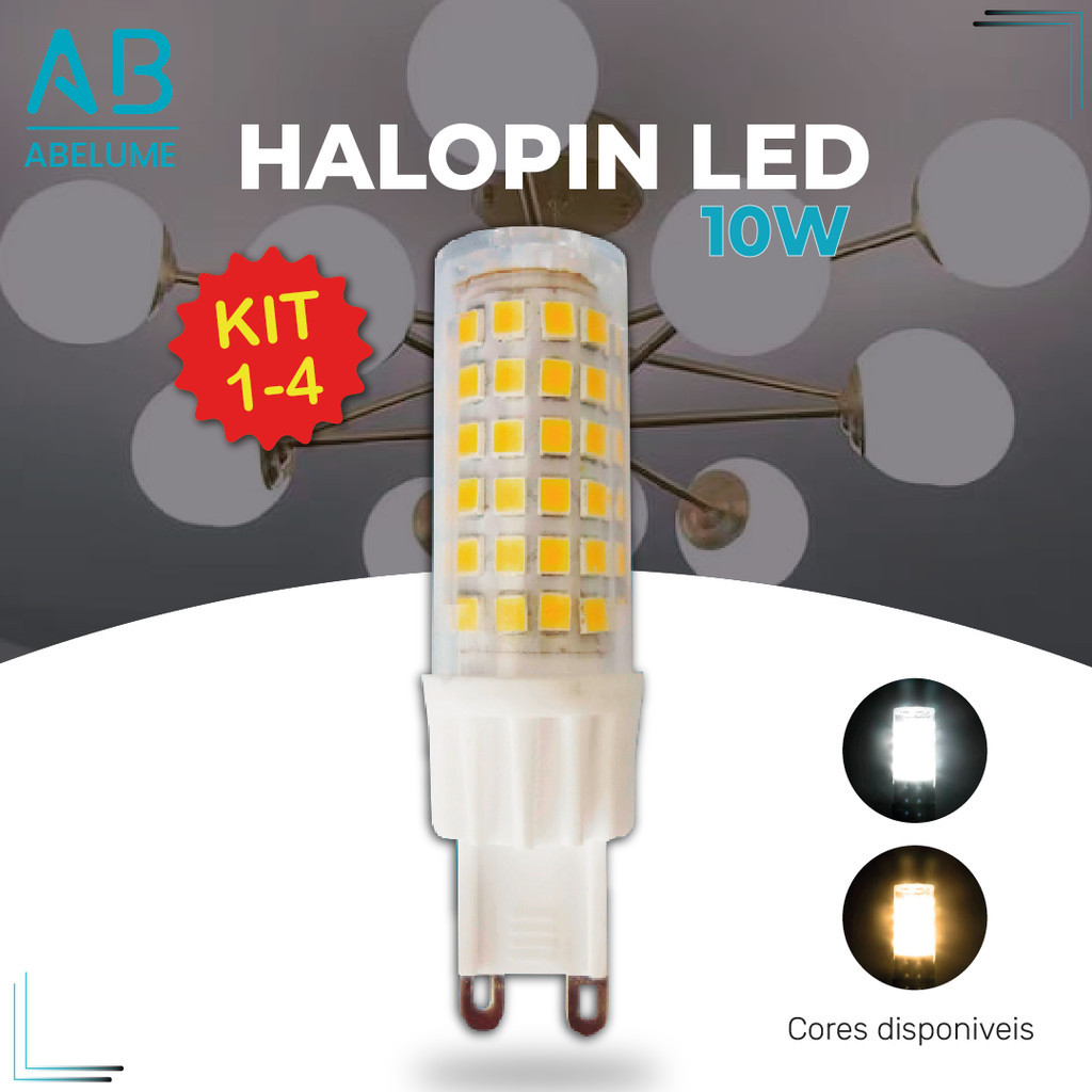 Kit 4 Lâmpada Led 10W G9 Halopin 110V / 220V | Branco Quente 2200K (Amarelo) | Branco Frio 7000K ...