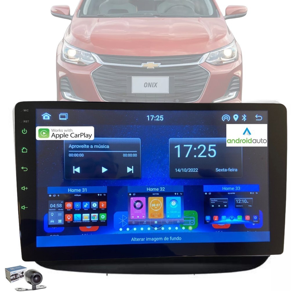 Multimidia 9 Polegadas 2din Espelha Carplay Android Auto sem cabo fio Câmera Ré GM ONIX 2020 ...