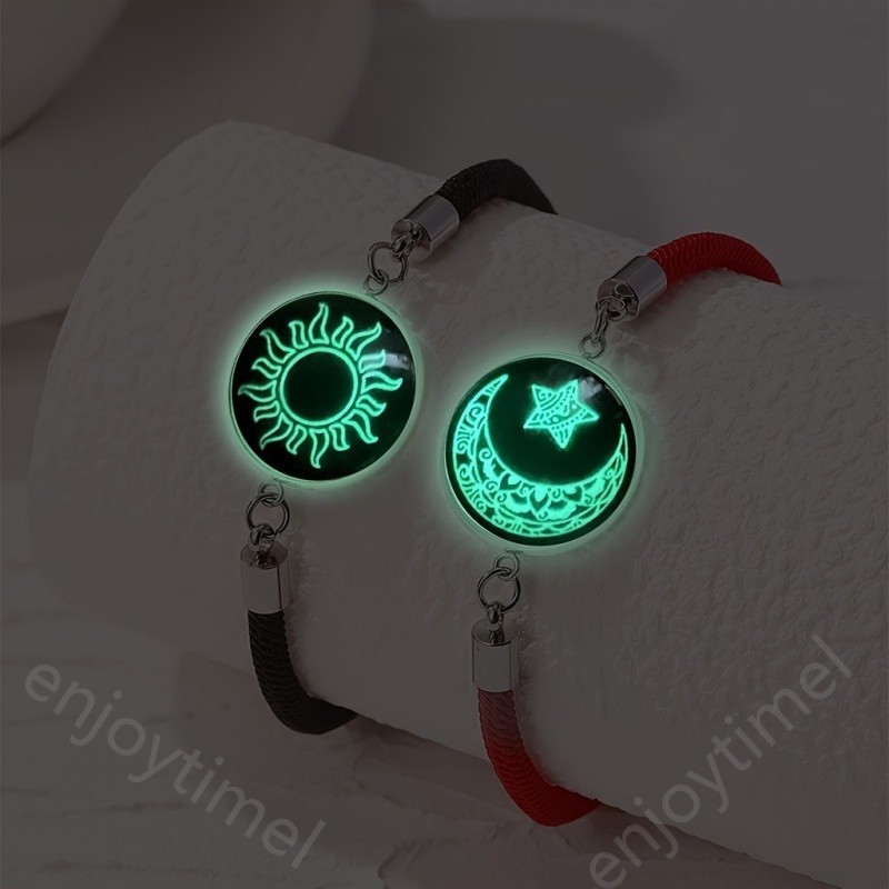 2pcs Sol Luminoso E Lua Casal Pulseira Namorado Namorado Jóias Dia Dos Namorados Ou Presente De ...