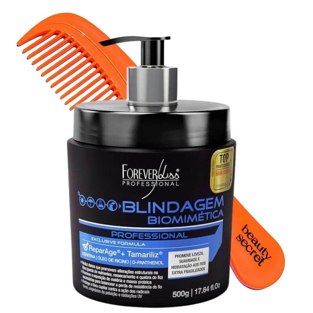 Máscara Forever Liss Blindagem 500g e Pente Beauty Secret | Shopee Brasil