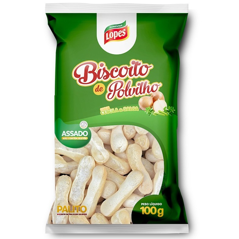 Biscoito de Polvilho Lopes Cebola & Salsa 100g | Shopee Brasil