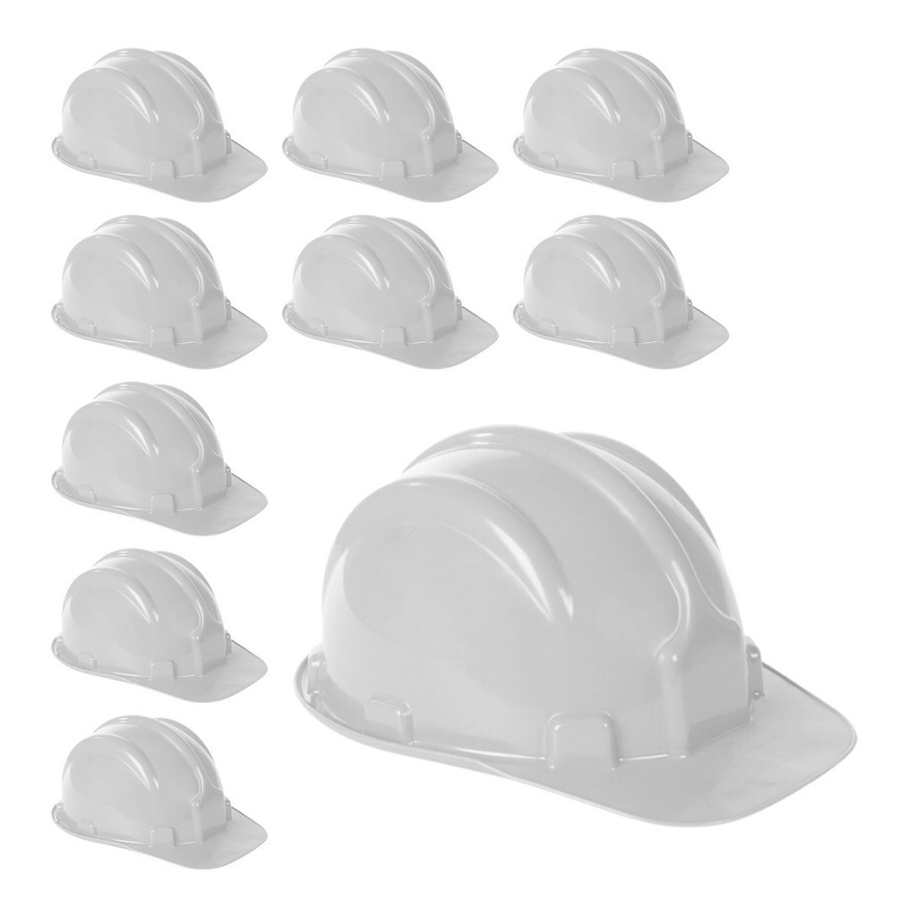 Kit 10 Capacete de Proteção Segurança Obra com Aba Frontal EPI Capacete ...