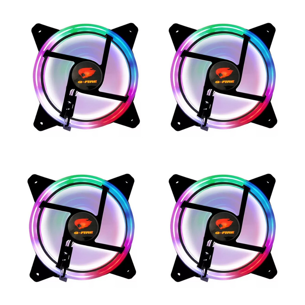 Kit 4 Fan Cooler Gamer Rainbow 120x120x25mm | Shopee Brasil