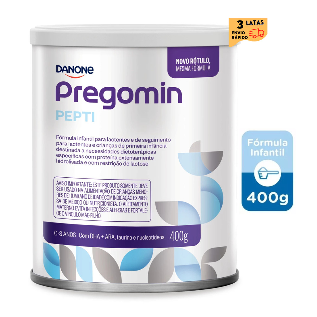 3 latas - PREGOMIN Pepti - Fórmula infantil em pó Danone- 400gr ...
