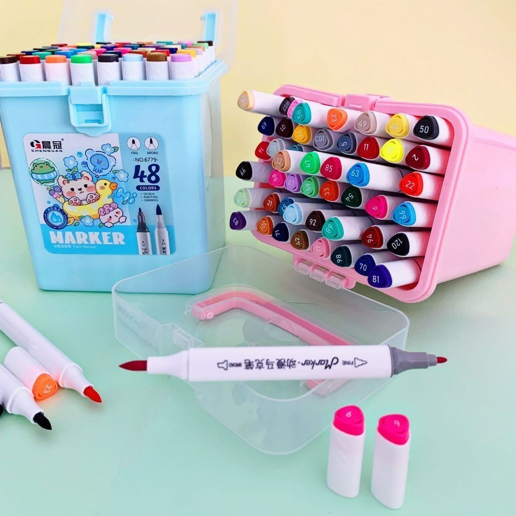 BaratinhaKit 12/24/36/48 Canetas 2 em 1 Brush Lettering e Ponta Fina ...