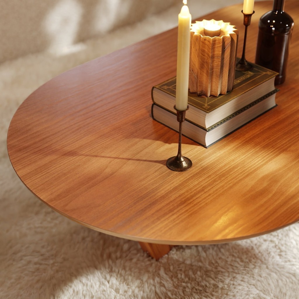 Mesa de Centro Oval para Sala de Estar Elegance Nature Nature | Shopee ...