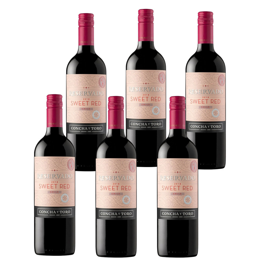 Kit 6 Vinhos Tinto Suave Fino Reservado Sweet Red 750ML - Concha y Toro ...