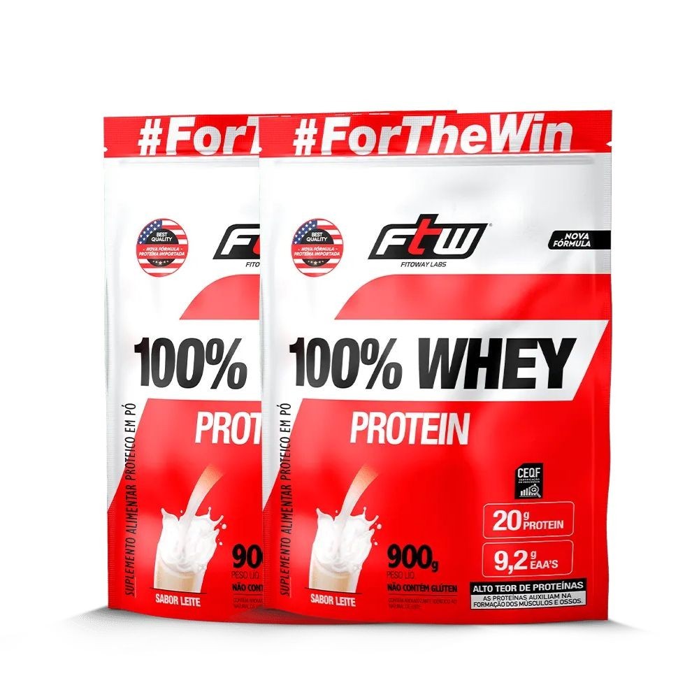 Kit 02 Whey Protein 100% FTW Refil 900g Leite | Shopee Brasil
