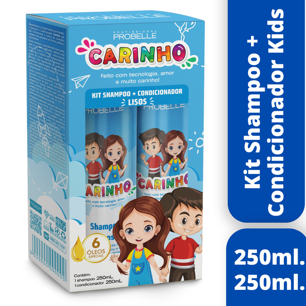 KIT KIDS CARINHO (Shamp. 250ml + Cond.250ml) - Probelle | Shopee Brasil