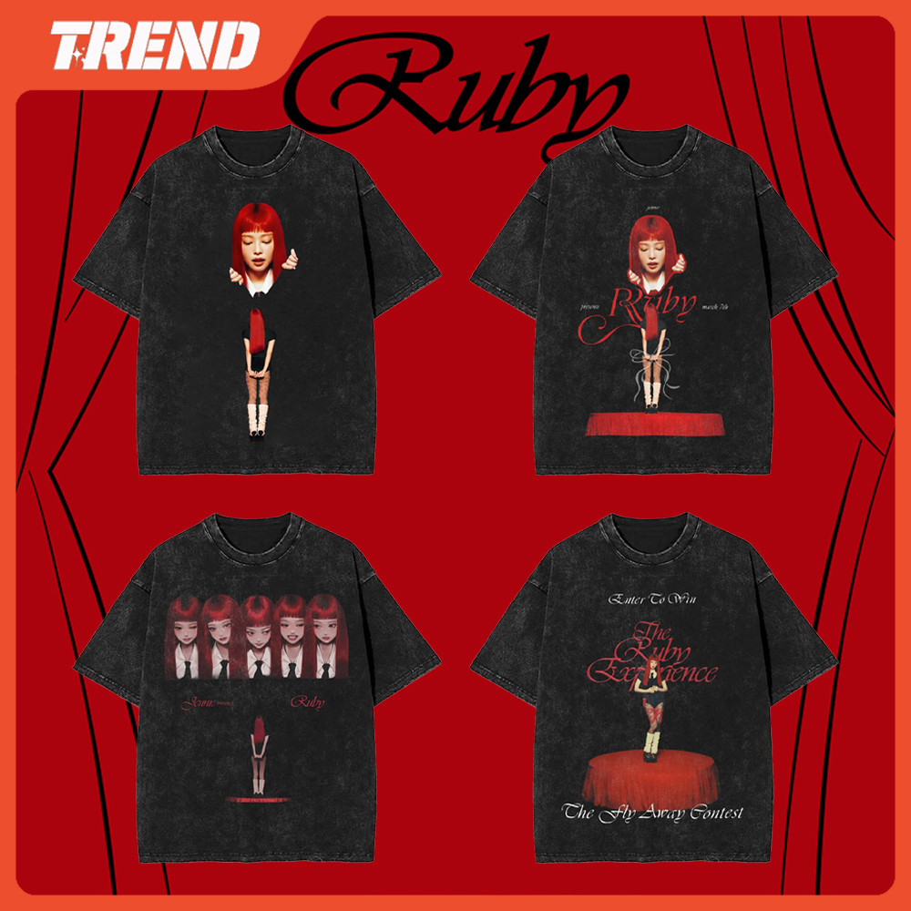 KPOP 2025 JENNIE Ruby Album Merch Camiseta De Algodão Lavado Vintage ...